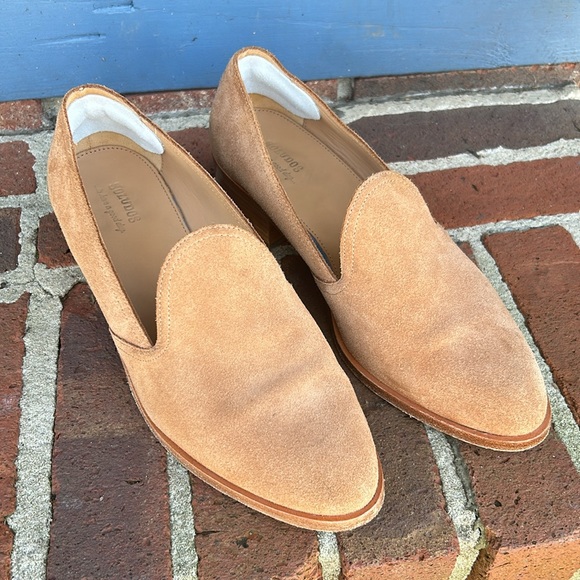 Soludos | Shoes | Soludos Sophia Tan Leather Suede Block Heel Loafers ...